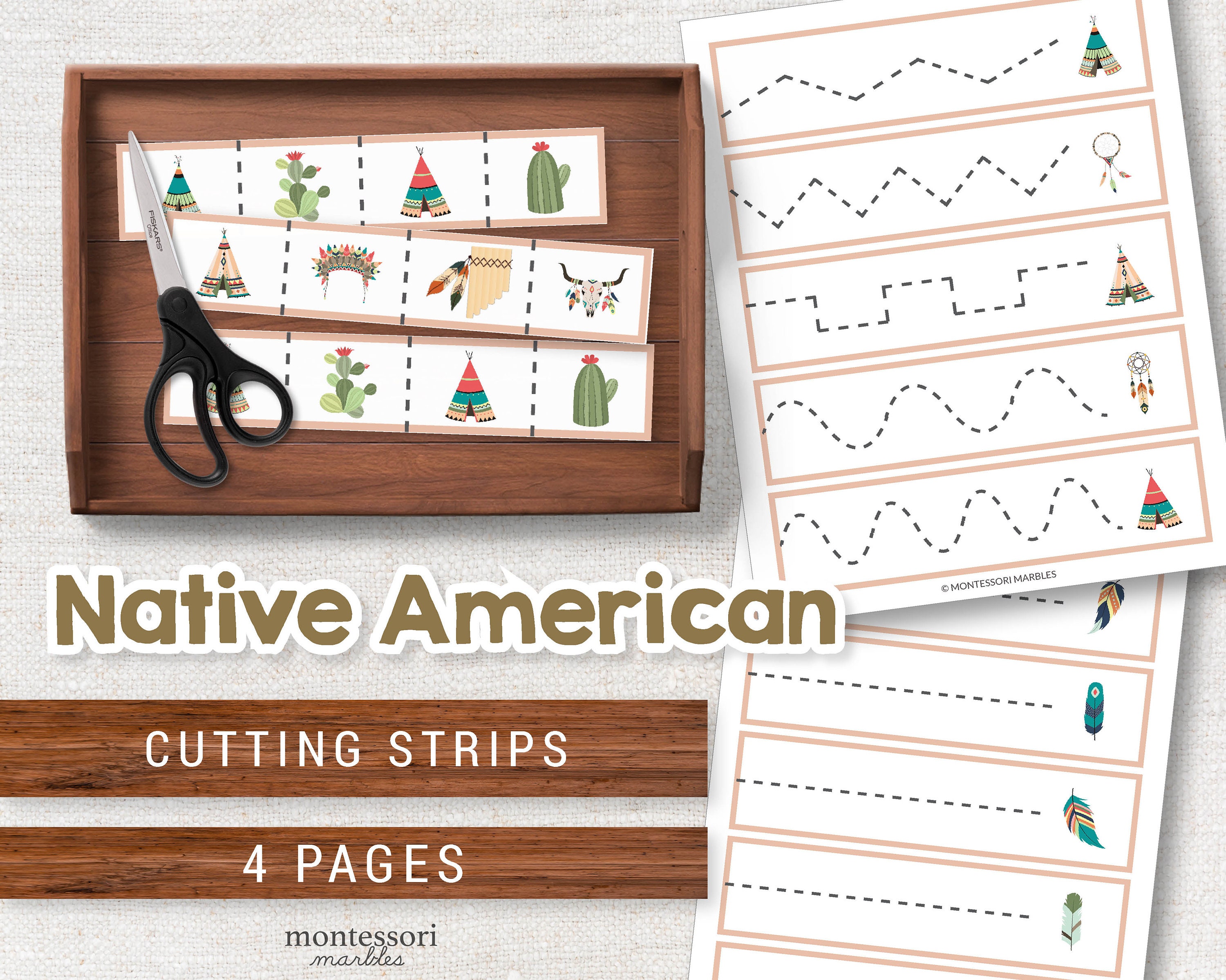 NATIVE AMERICAN HERITAGE Month, Cutting Strips, Preschool Activity ...