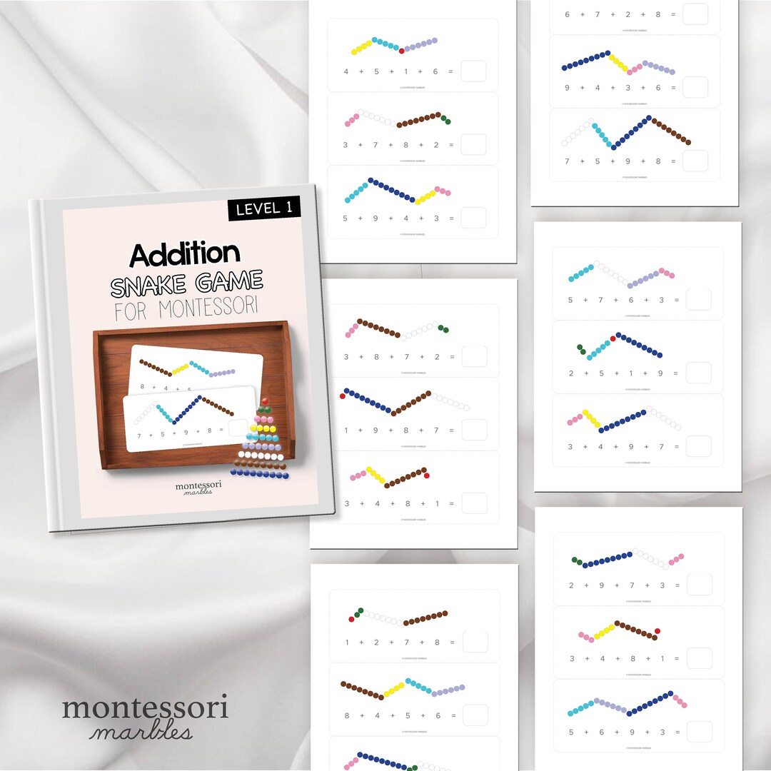 SNAKE GAME Addition Workbook Montessori Math Workbook Simple Addition ...
