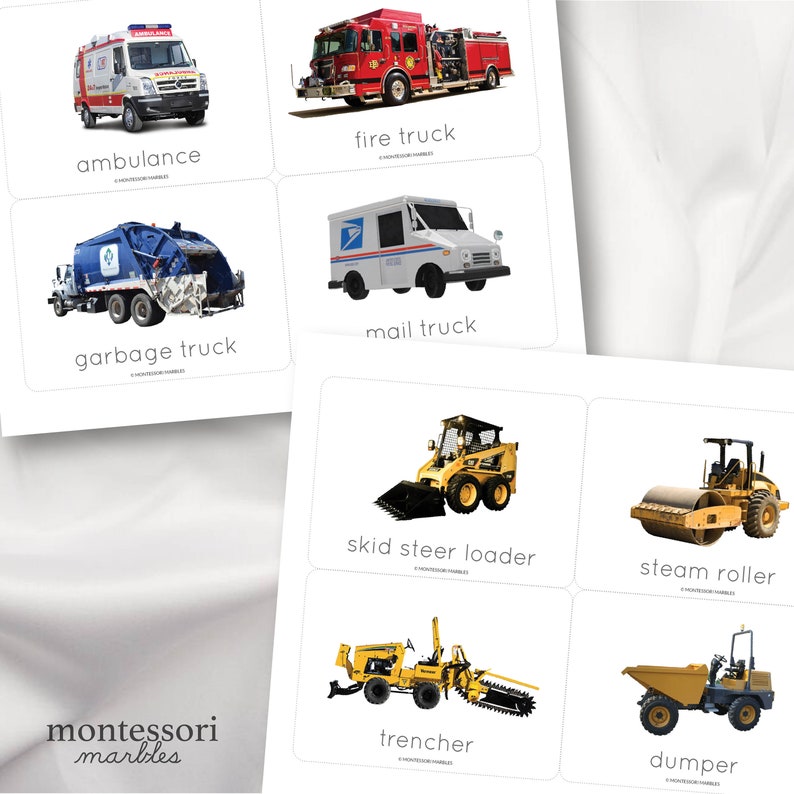 LARGE VEHICLES Flash Cards Construction Vehicles and Big - Etsy