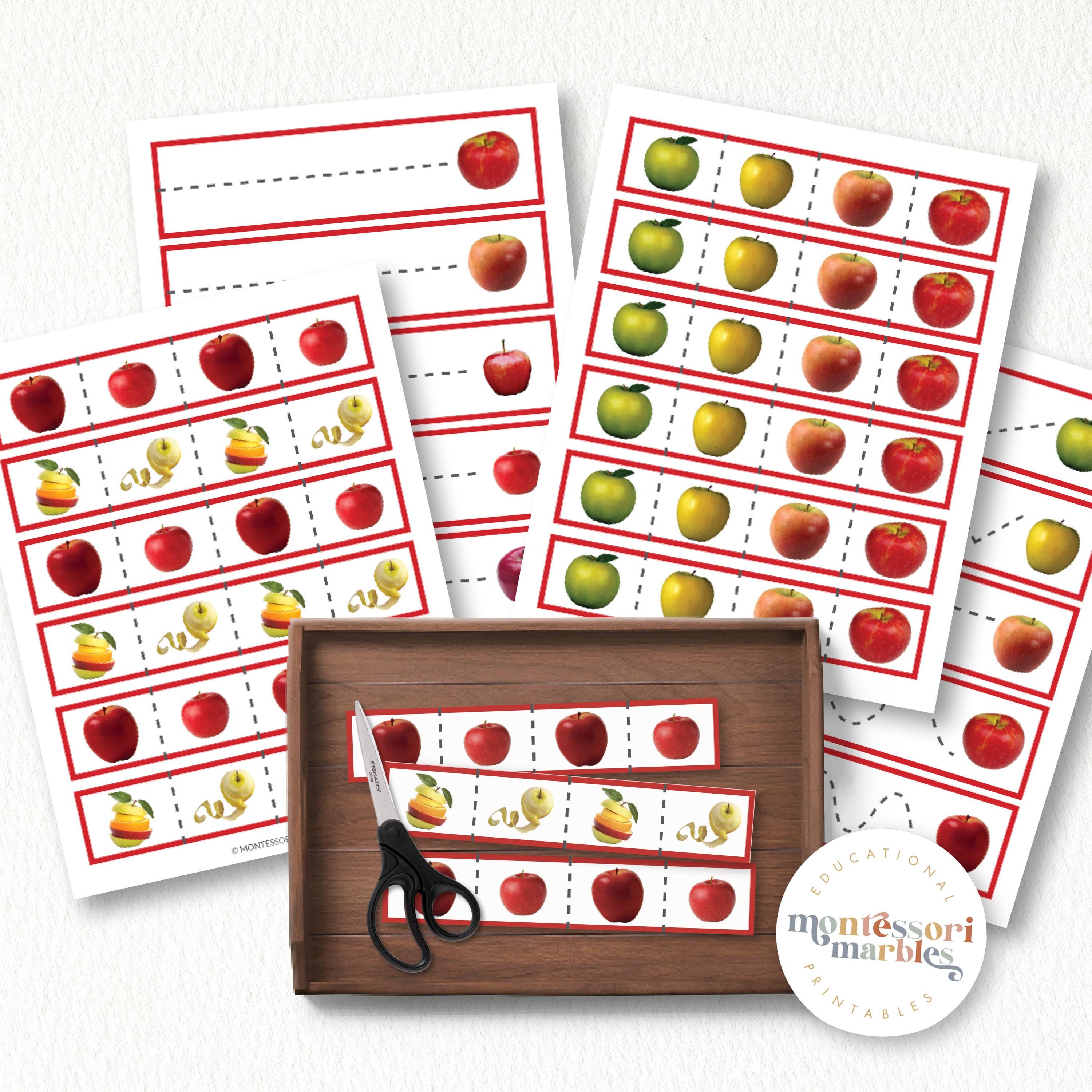 Apples Cutting Strips | Fall Scissor Skills | Montessori Fine Motor ...