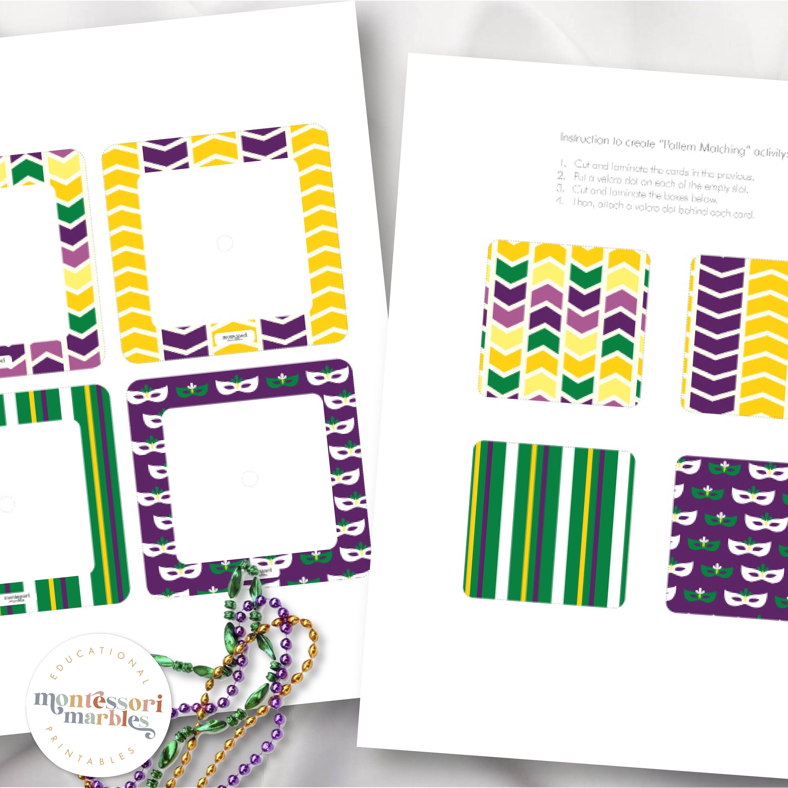 Mardi Gras Pattern Matching Puzzle | Montessori Toddler Visual Skills ...