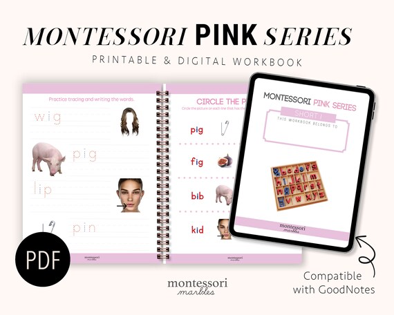 MONTESSORI PINK SERIES Workbook Short I Printable for Prek | Etsy