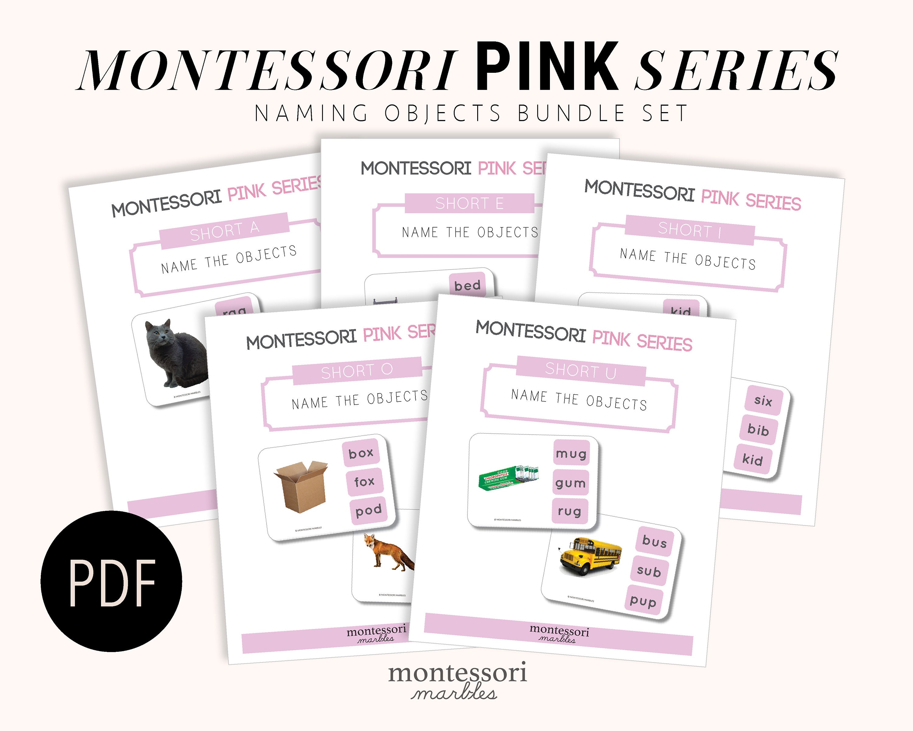 BUNDLE PACK Montessori Pink Series Name the Objects Short - Etsy