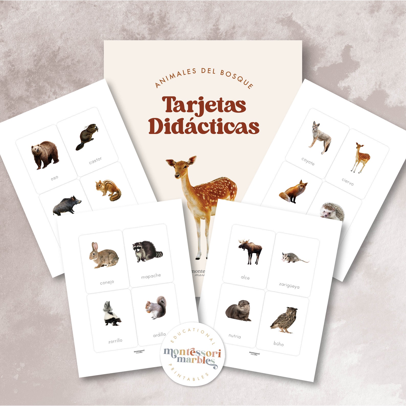 Animales Del Bosque Tarjetas | Spanish Forest Animals | Montessori ...