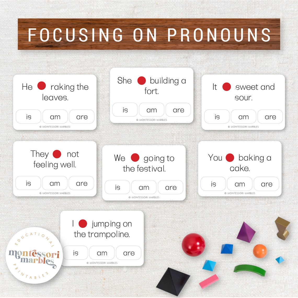 Grammar Be-verb Activity Cards | Montessori Language | Grammar ...