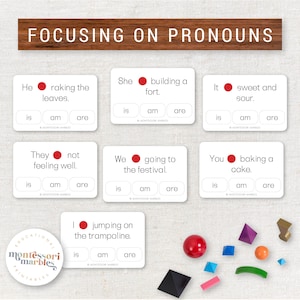 BE- VERB, is Am Are, Grammar Cards, Montessori Activity Cards, Learn ...