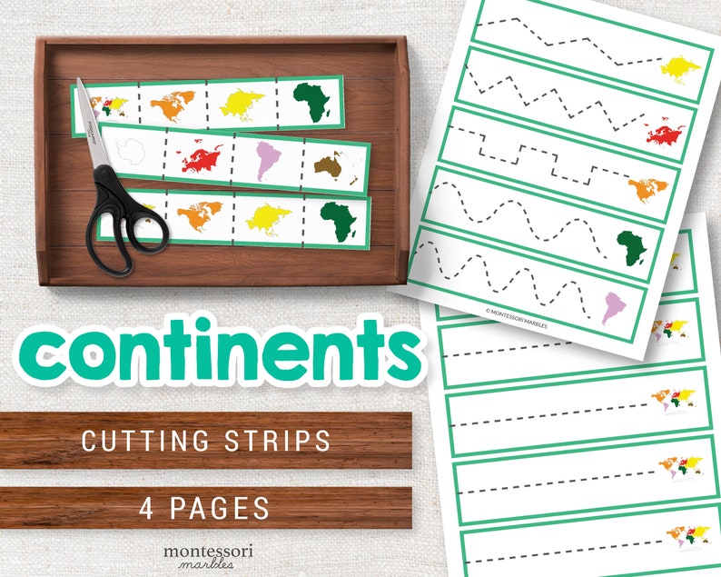 SEVEN CONTINENTS Cutting Strips for Scissors Skills - Etsy