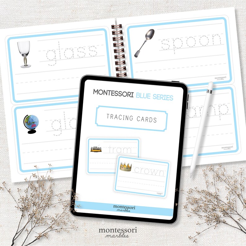 MONTESSORI BLUE Series Tracing Cards Tracing Words - Etsy