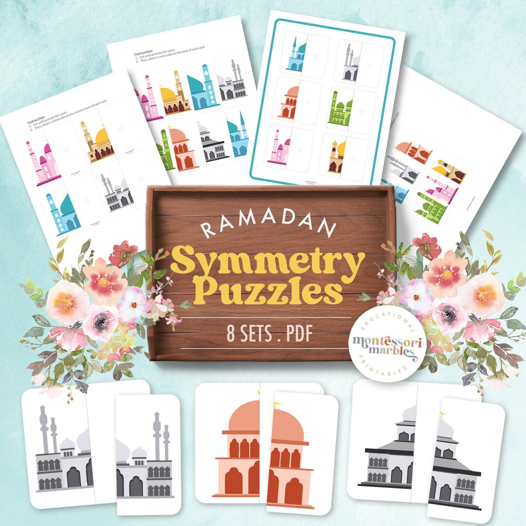 Ramadan Symmetry Puzzles 8 Sets | Islamic Mosque Matching Visual ...