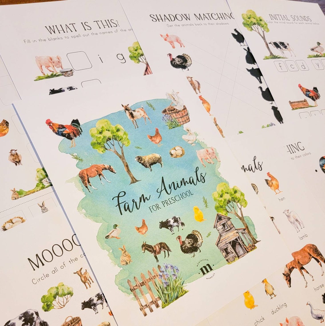 BUNDLE FARM ANIMALS Activity Workbook and Flash Cards - Etsy