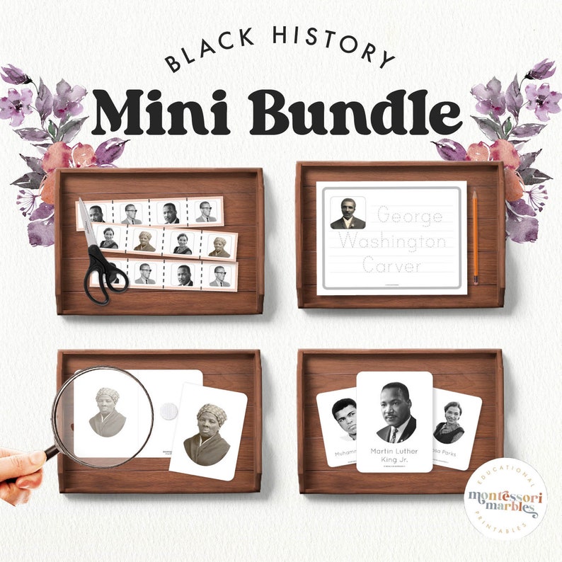 Black History Month Mini Bundle | Montessori Flash Cards and Fine Motor ...