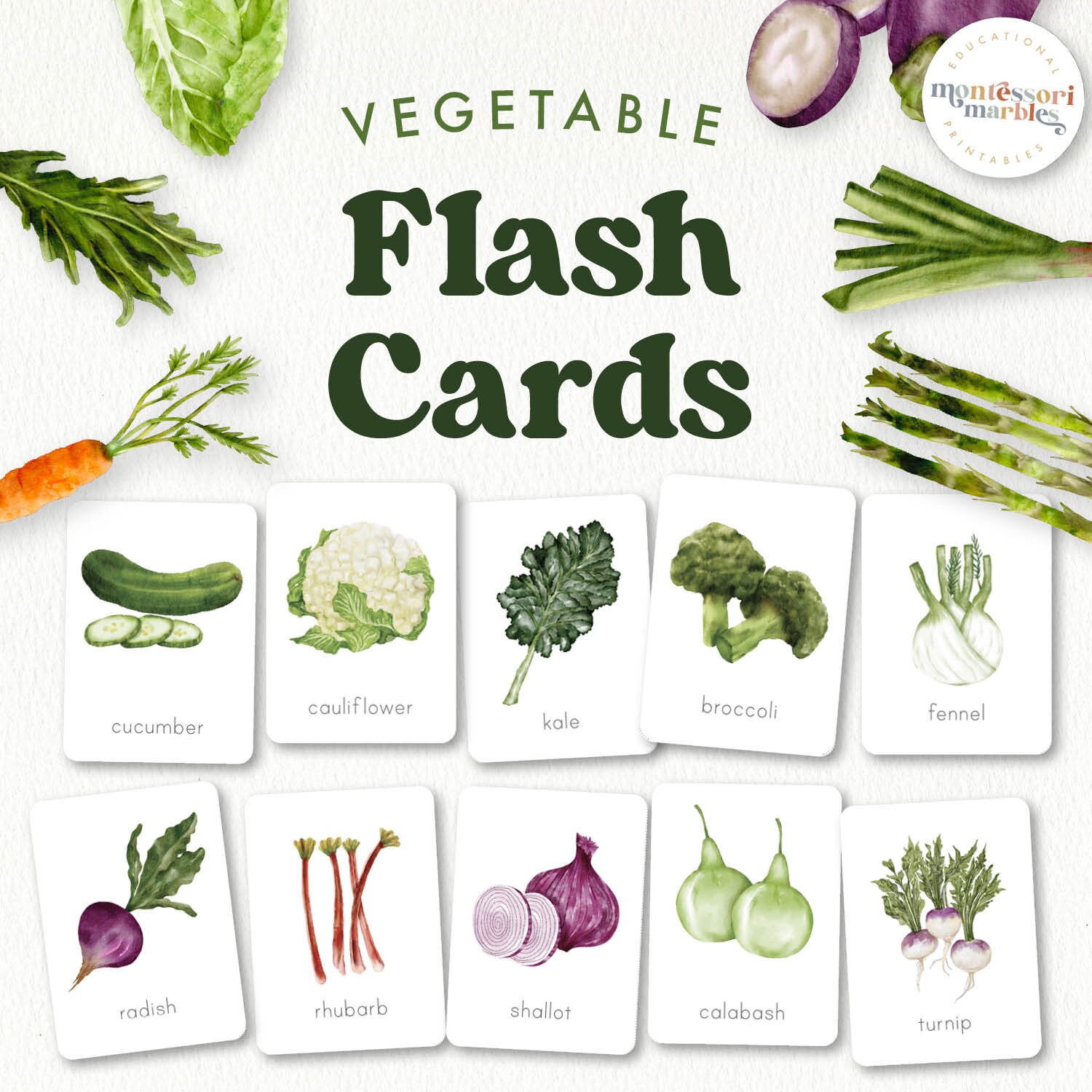 VEGETABLE Flash Cards Montessori Inspired Resources for Preschool ...