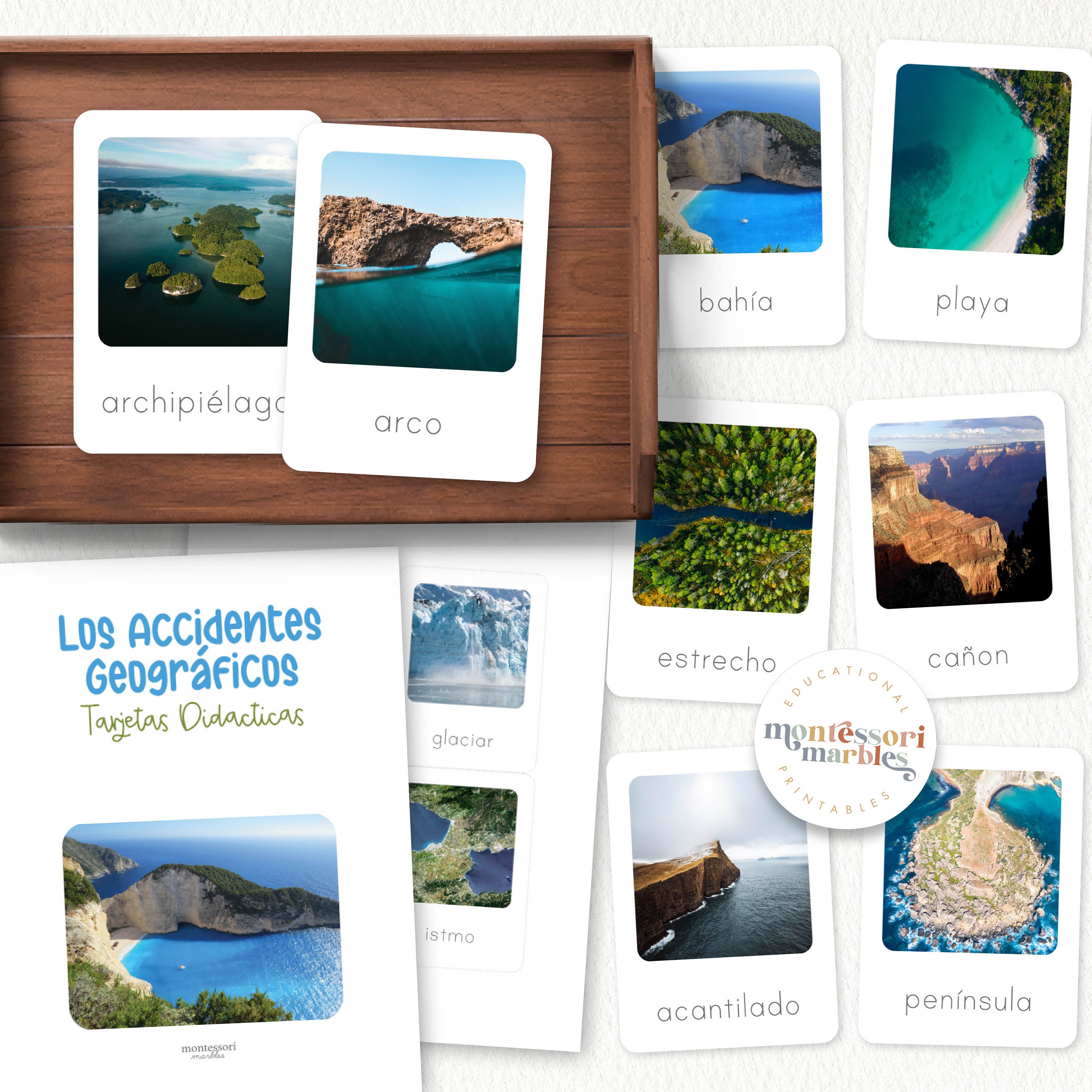 LANDFORMS Spanish Flash Cards Montessori Inspired Cards Different Types ...