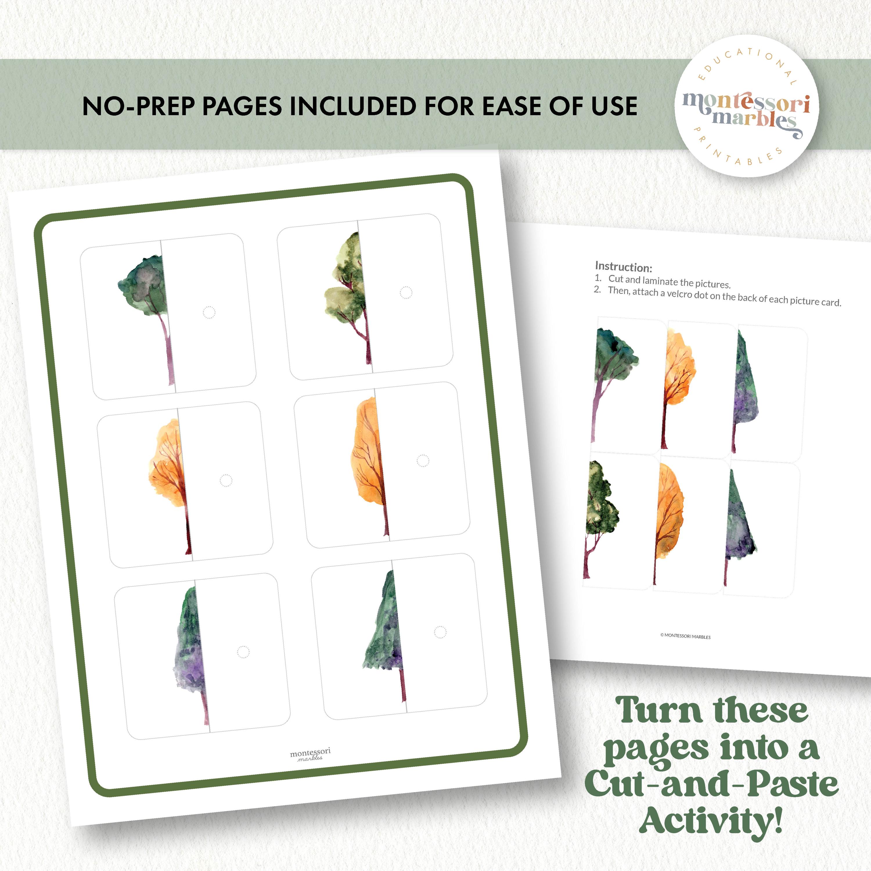 Tree Symmetry Puzzles Printable | Montessori Two-piece Matching ...