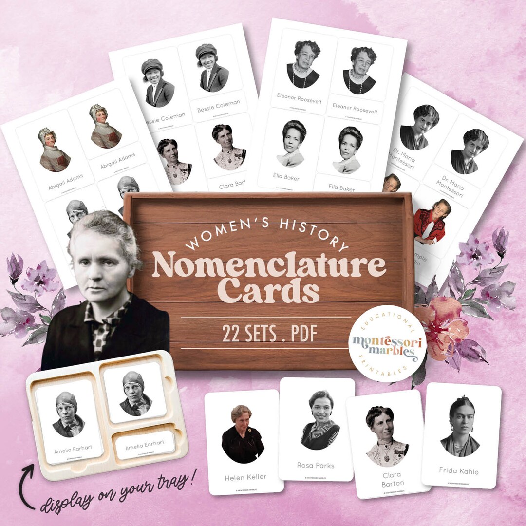 WOMENS HISTORY MONTH Nomenclature Cards Famous Women in History ...