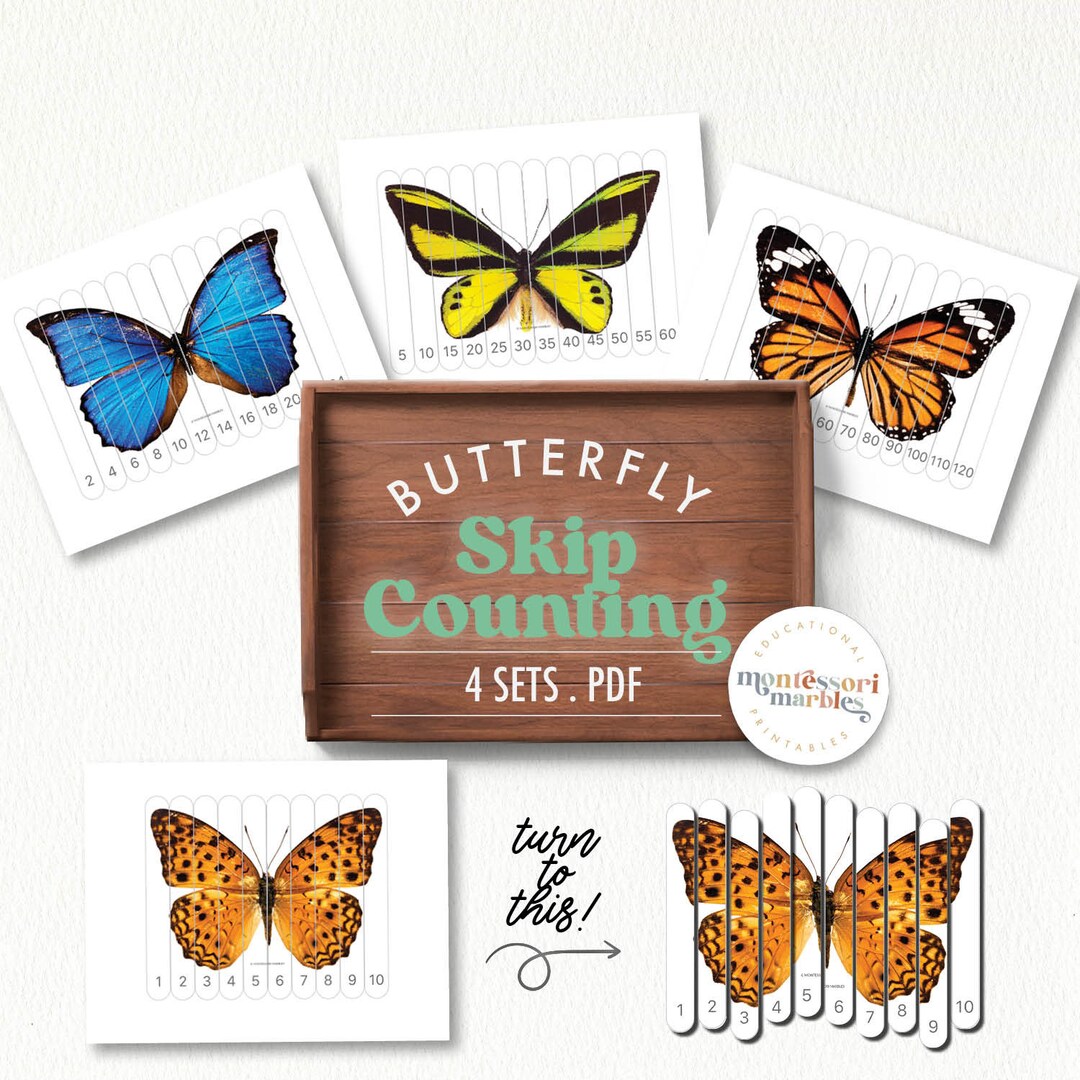 BUTTERFLY Skip Counting Puzzles for Kindergarten and First Grade ...