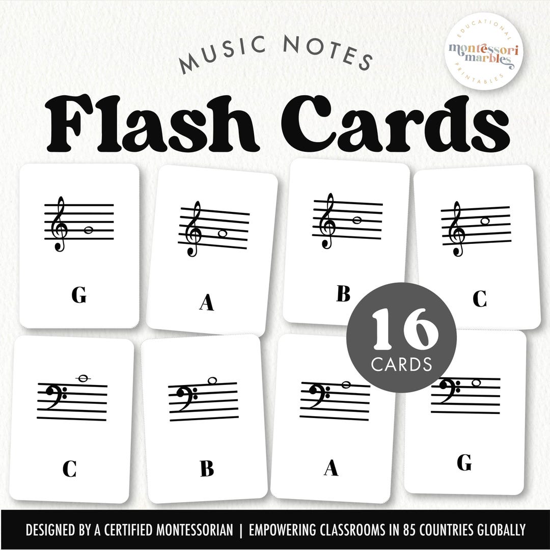 MUSIC NOTES Flash Cards | Montessori Inspired Learning Resources ...