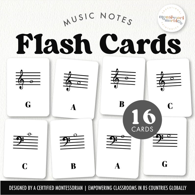 Music Notes Flash Cards | Montessori Cultural | Music Education ...