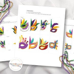 MARDI GRAS Symmetry Matching Puzzle Montessori Inspired Visual Skill ...