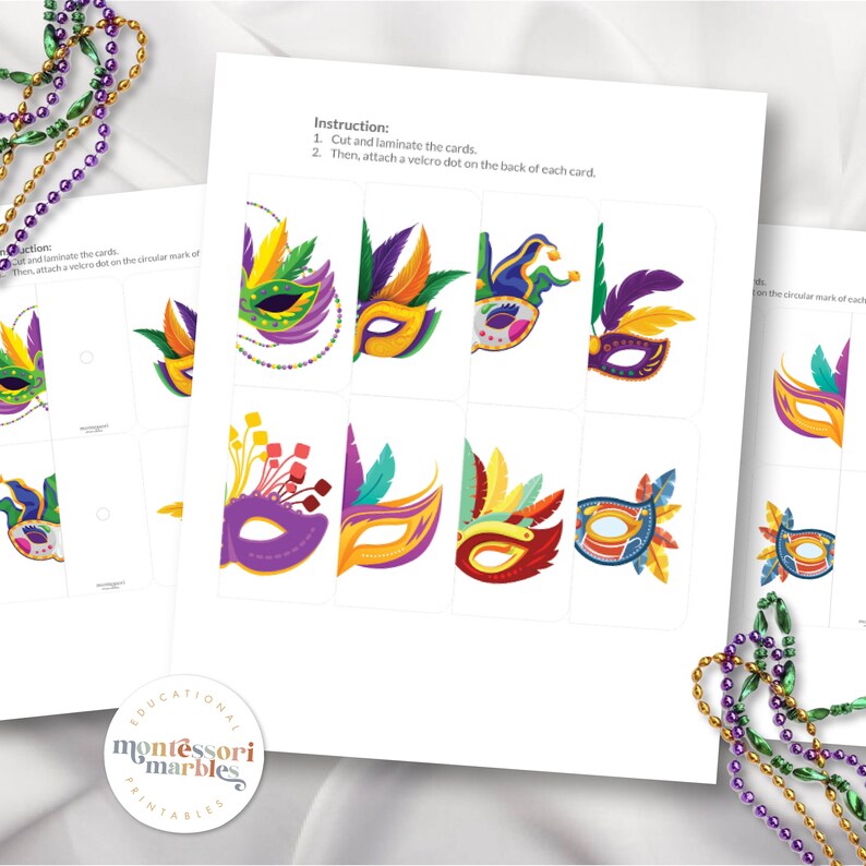 Mardi Gras Symmetry Matching Puzzle | Montessori Preschool Cultural ...