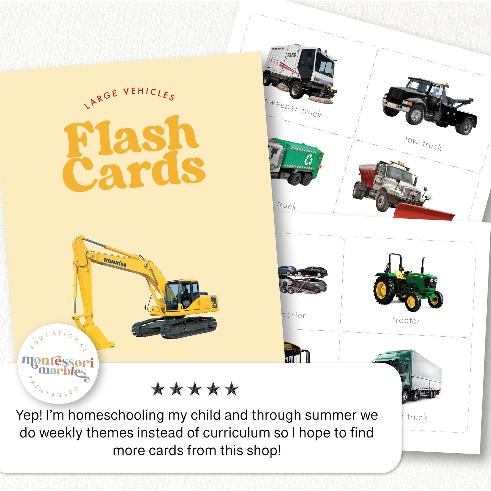 LARGE VEHICLES Flash Cards Construction Vehicles and Big Machines Real ...