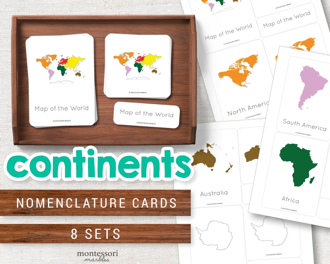SEVEN CONTINENTS Nomenclature Cards Montessori Learning - Etsy