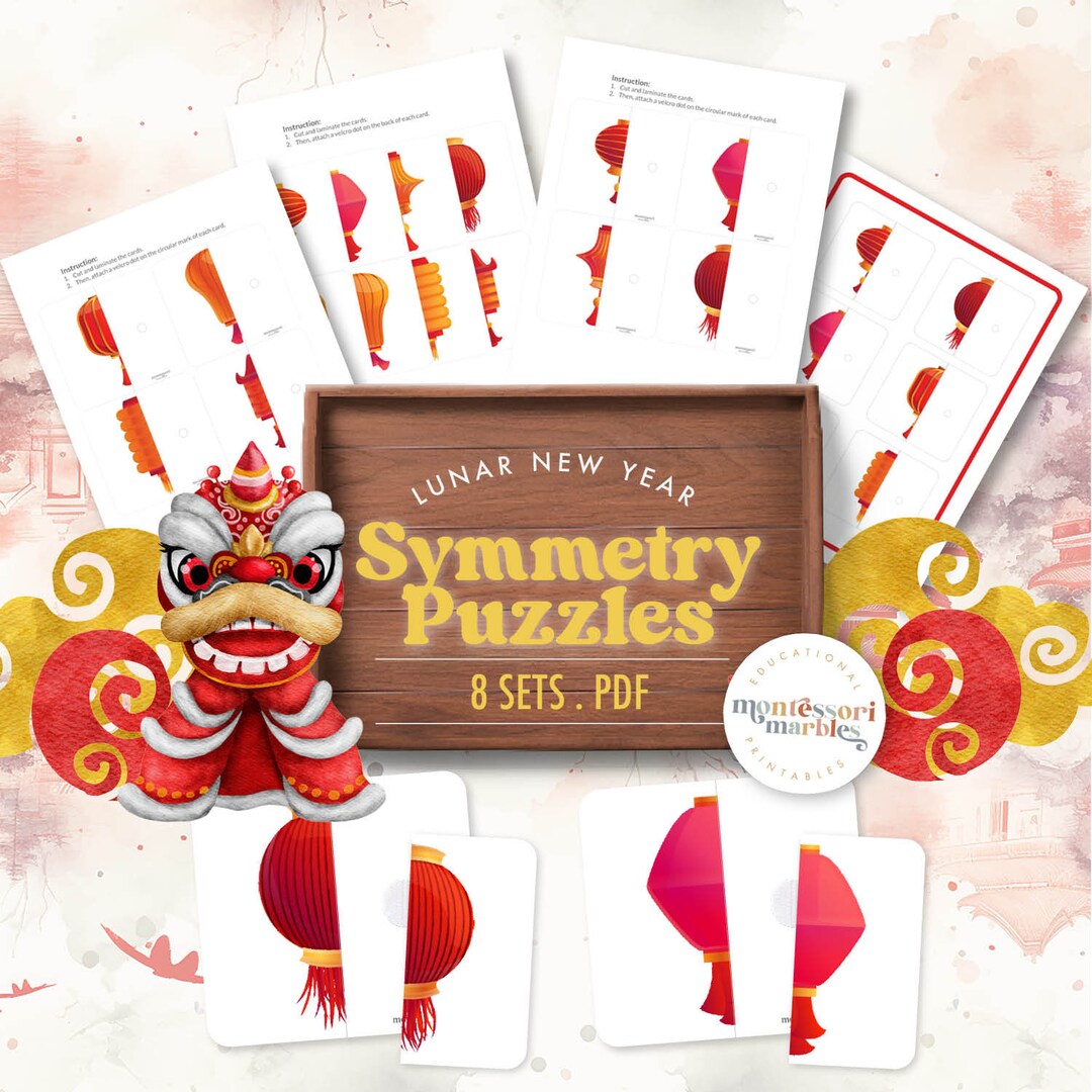 LUNAR NEW YEAR Lanterns Symmetry Matching Puzzle | Montessori Inspired ...