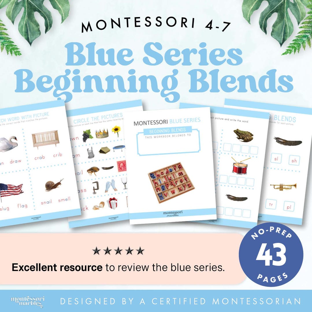 Blue Series Workbook | Montessori Language | Beginning Consonant Blends ...