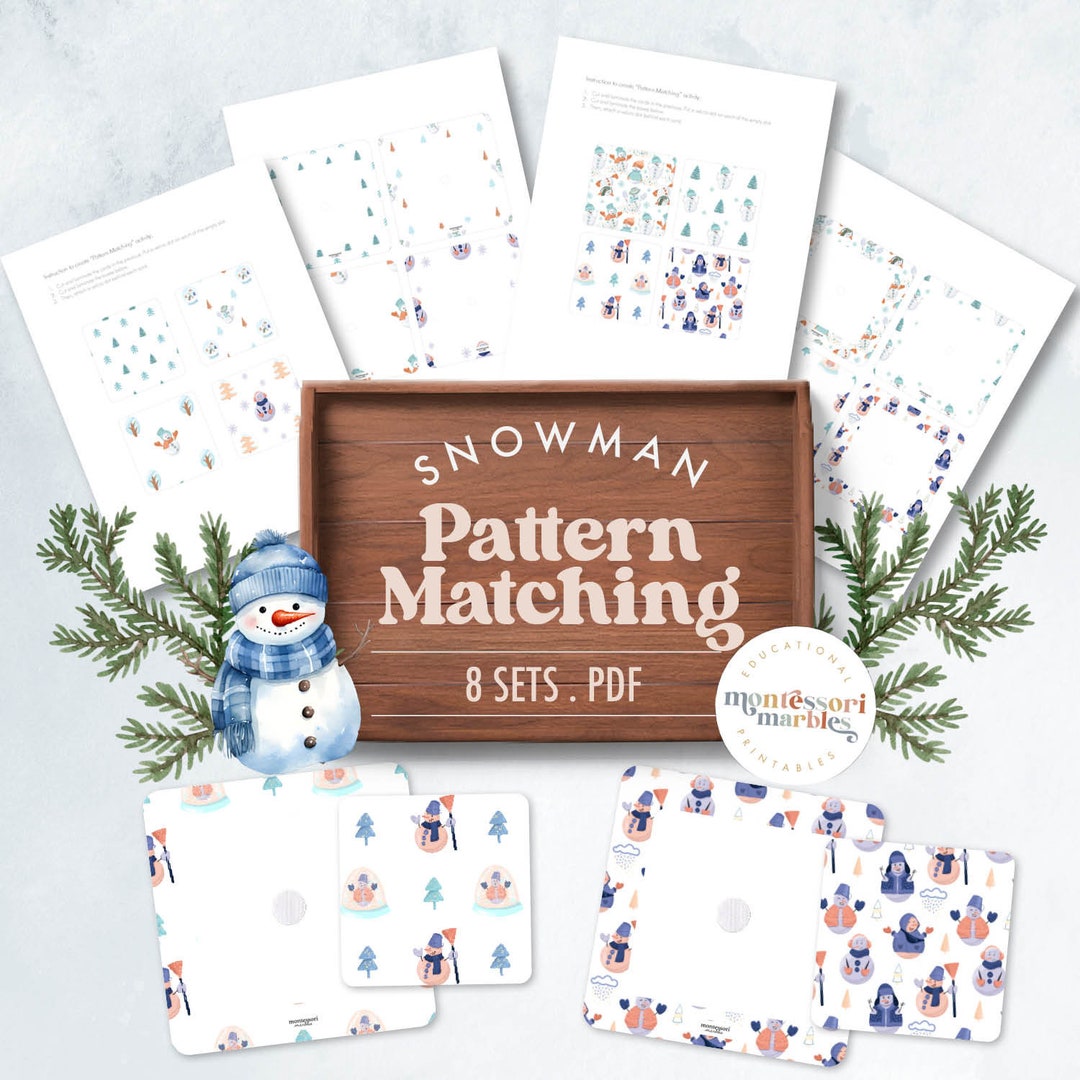 WINTER SNOWMAN Pattern Matching Puzzle Activity | Montessori Inspired ...