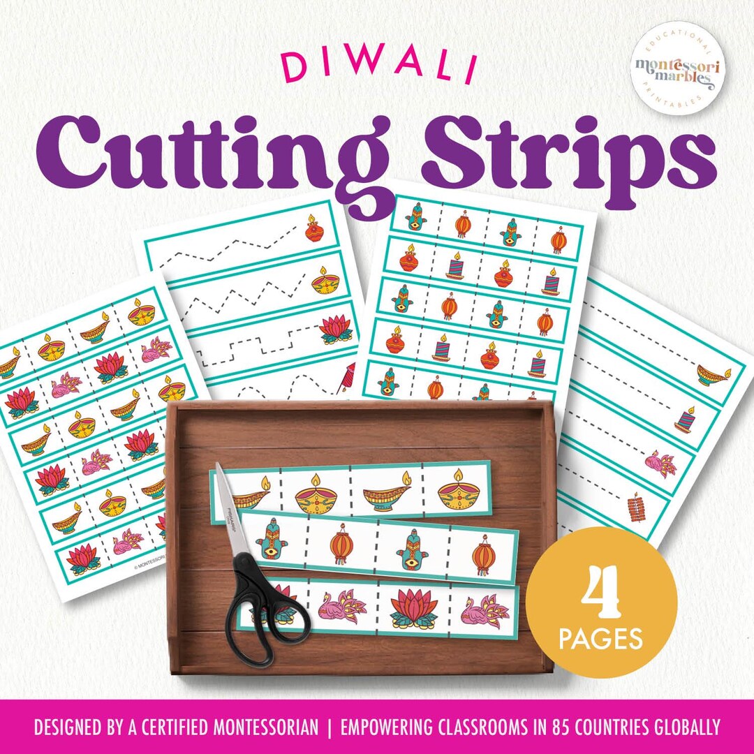 DIWALI Cutting Strips | Montessori Inspired Printable | Fine Motor ...