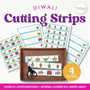 DIWALI Cutting Strips | Montessori Inspired Printable | Fine Motor ...