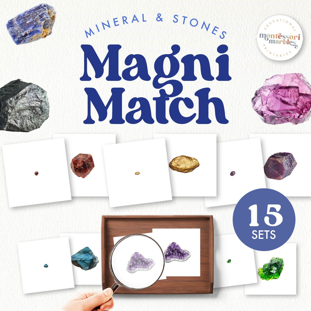 MINERALS AND STONES Magnifying Matching Game | Montessori at Home Using ...