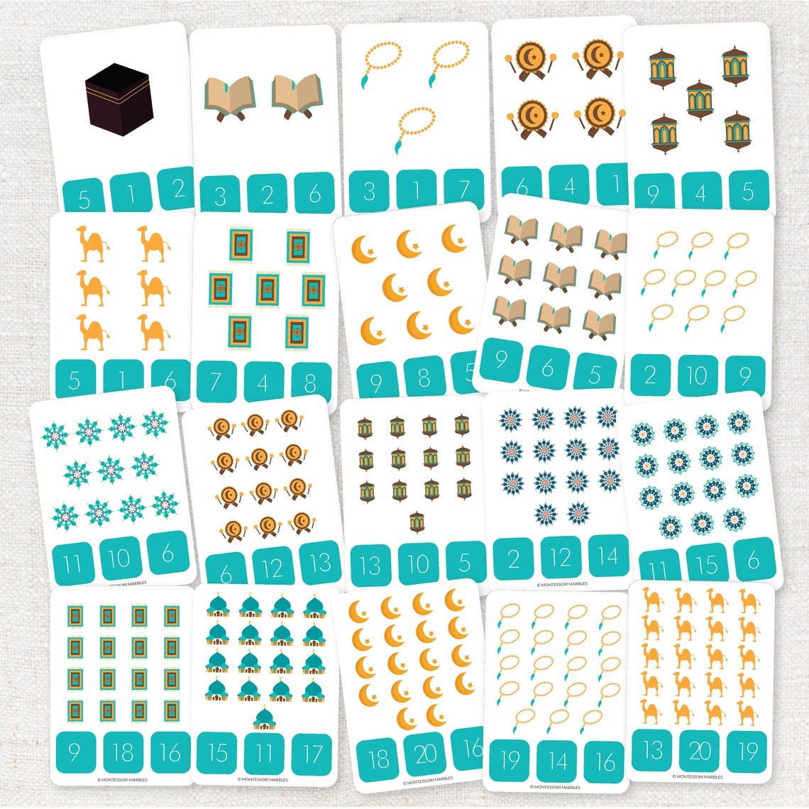 RAMADAN Counting 1 to 20 Kindergarten Printable Worksheet | Etsy