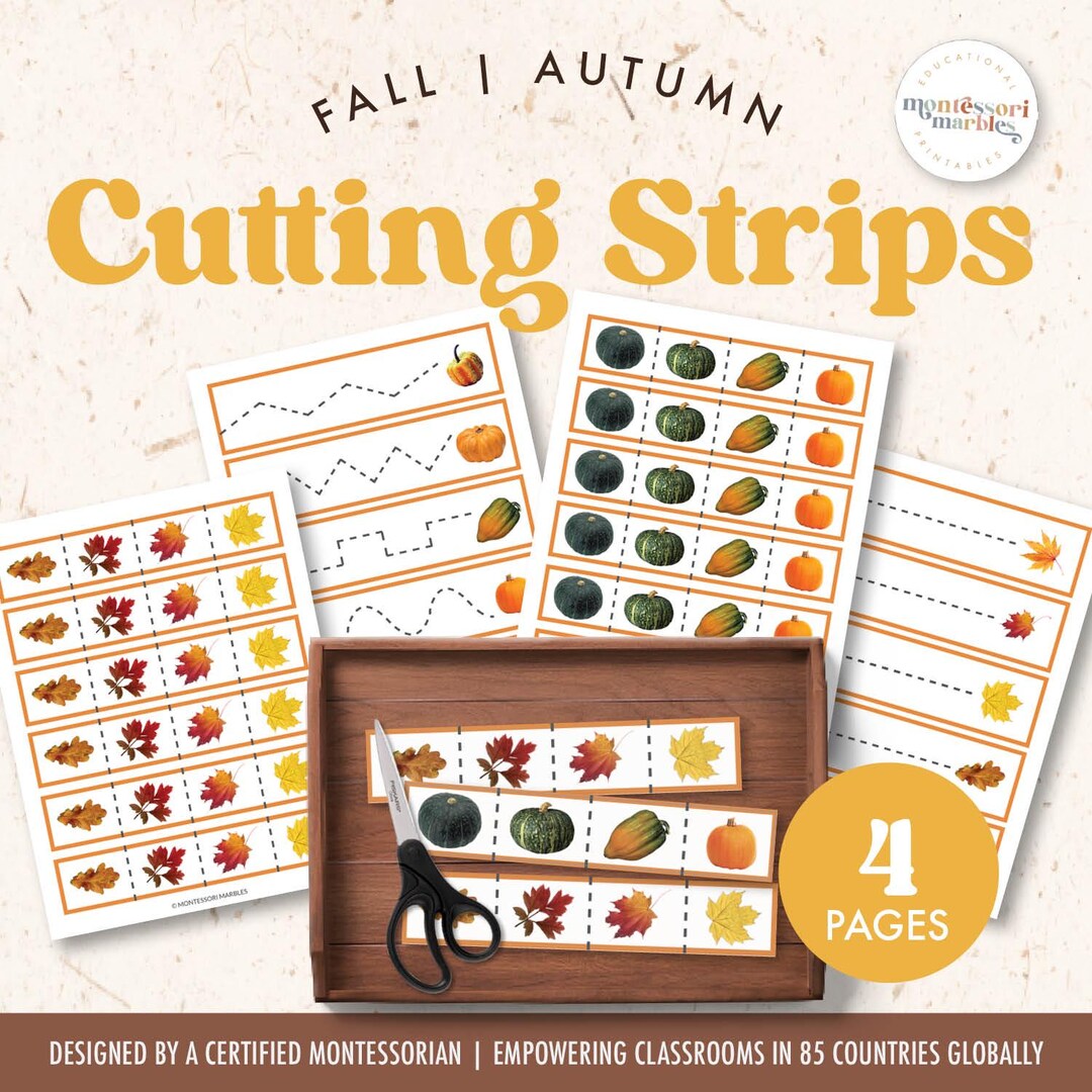 FALL AUTUMN THEME Cutting Strips for Scissor Skills | Montessori ...