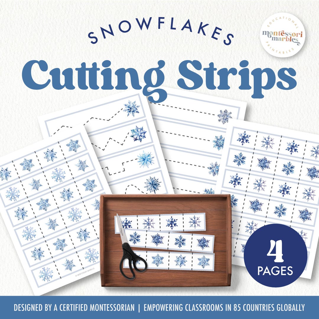 Snowflakes Cutting Strips | 4 Pages Scissor Practice | Winter Theme ...