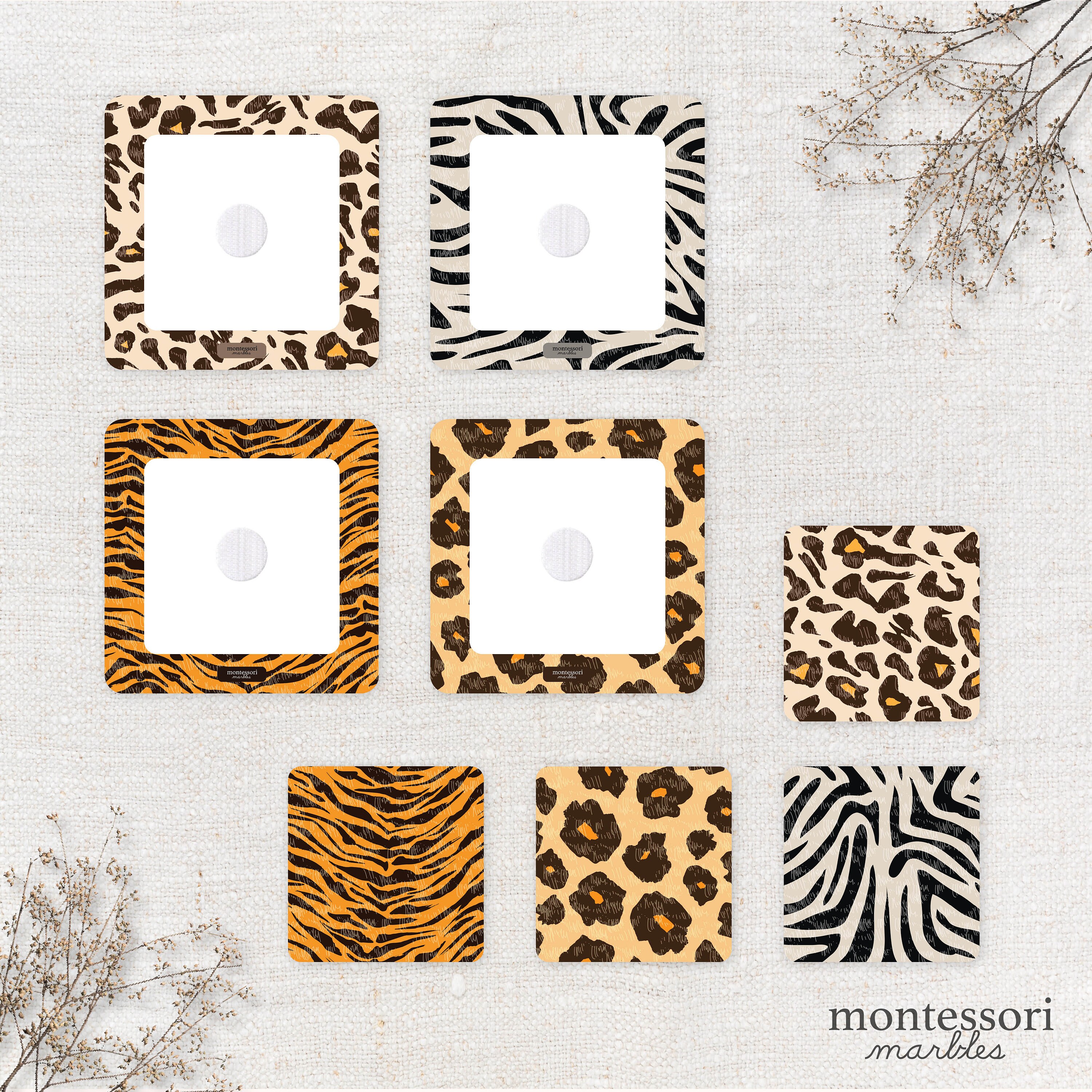 SAFARI & JUNGLE ANIMALS Pattern Matching Puzzle Activity Montessori ...