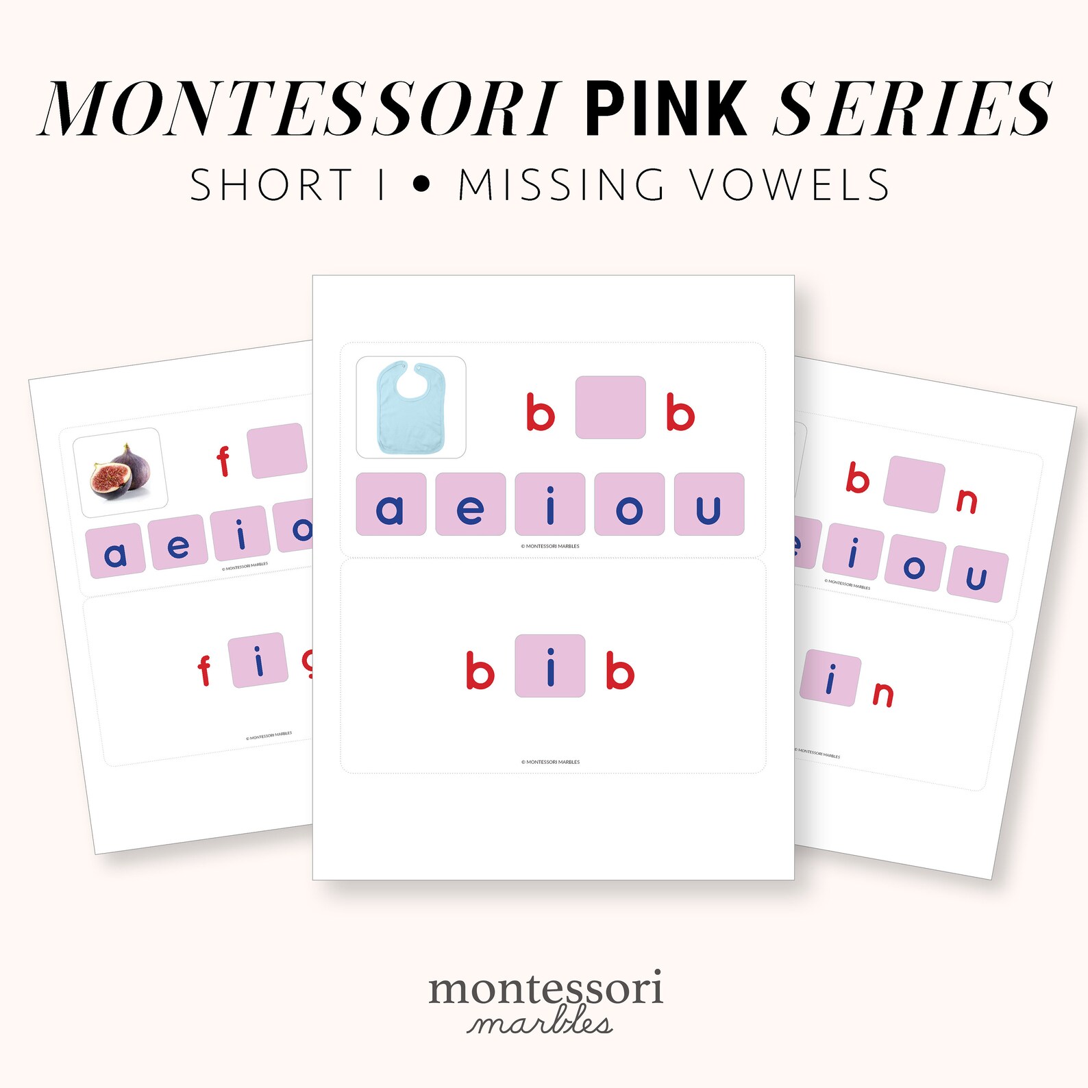Montessori Pink Series Missing Vowel Short I Printable - Etsy