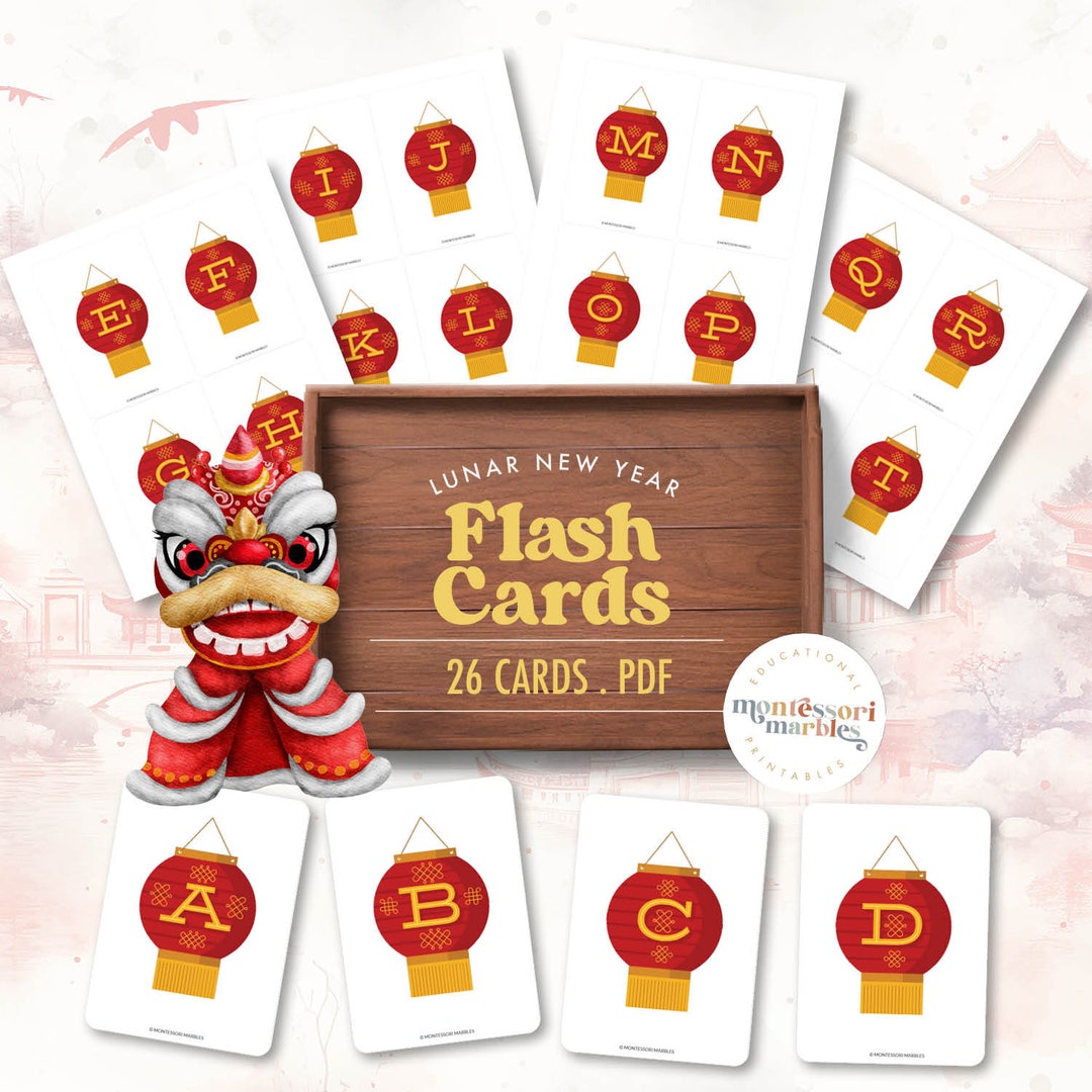 Lunar New Year Alphabet Flash Cards | Lantern Theme Montessori Cultural ...