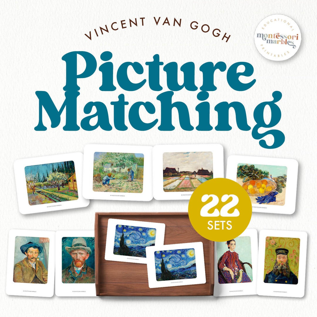 VINCENT VAN GOGH Matching Picture Cards, Famous Paintings, Art History ...
