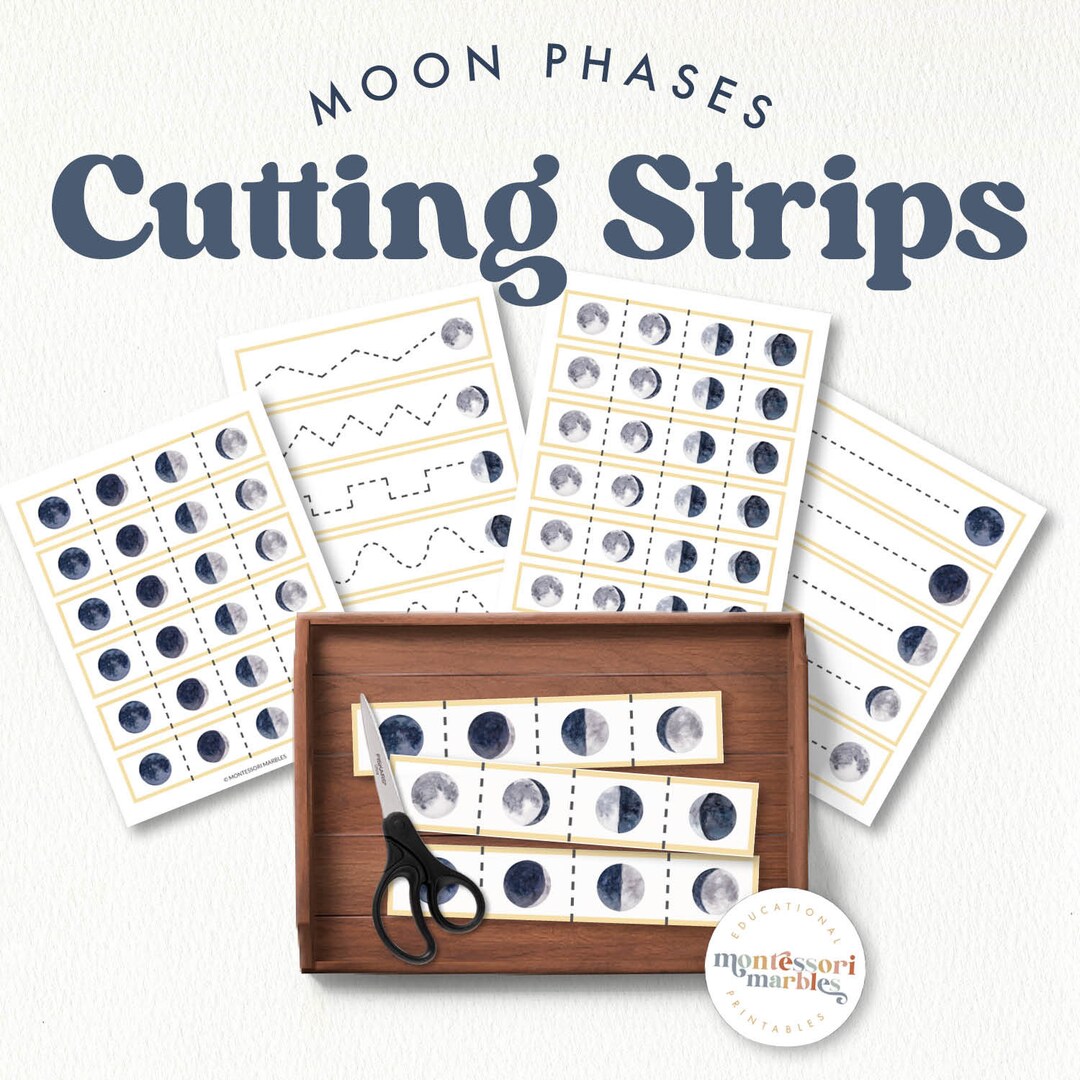 Moon Phases CUTTING PRACTICE Strips | Montessori Scissor Skills | Fine ...