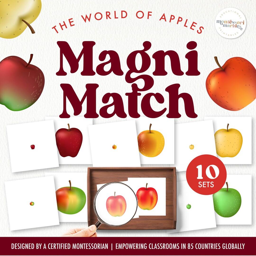 APPLES Magnifying Matching Game | Montessori at Home Using Magnifying ...