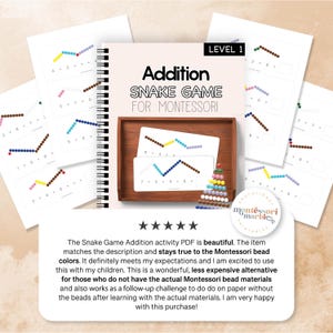 Snake Game Addition Workbook | 30 Problems Montessori Bead Bar Math ...