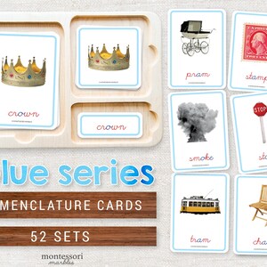 CURSIVE MONTESSORI BLUE Series Montessori Nomenclature Cards | Etsy