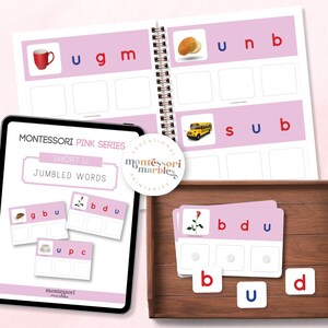 Montessori Pink Series Jumbled Word Cards for Short U, Activity for ...