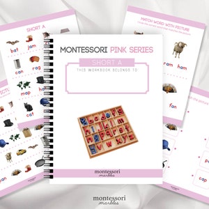 BUNDLE Montessori Pink Series Workbooks, Short A E I O U, CVC Words for ...