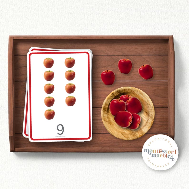 Tarjetas de conteo de manzanas del 1 al 10 / Reconocimiento de números ...