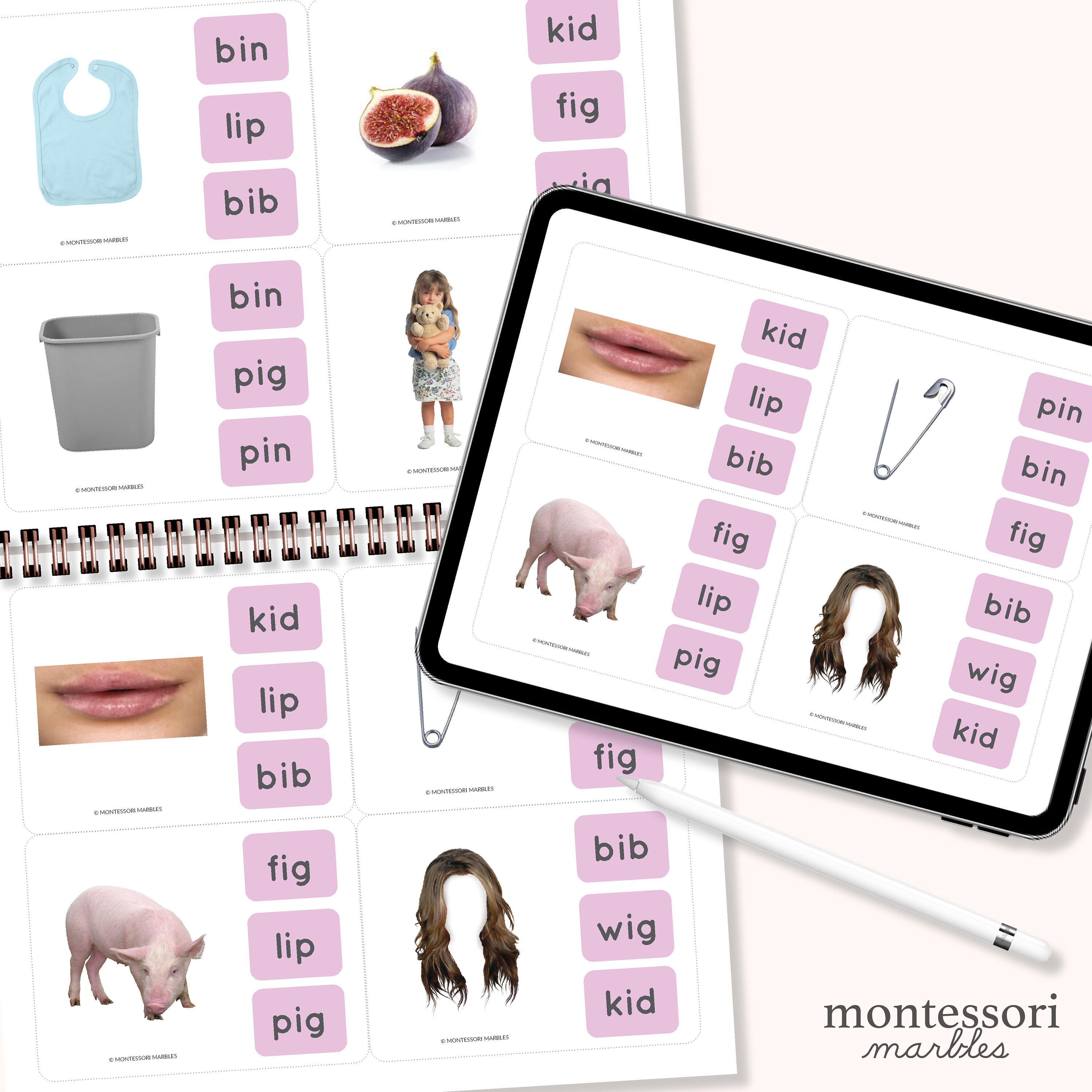Montessori Pink Series Name the Objects SHORT I Flash Card - Etsy
