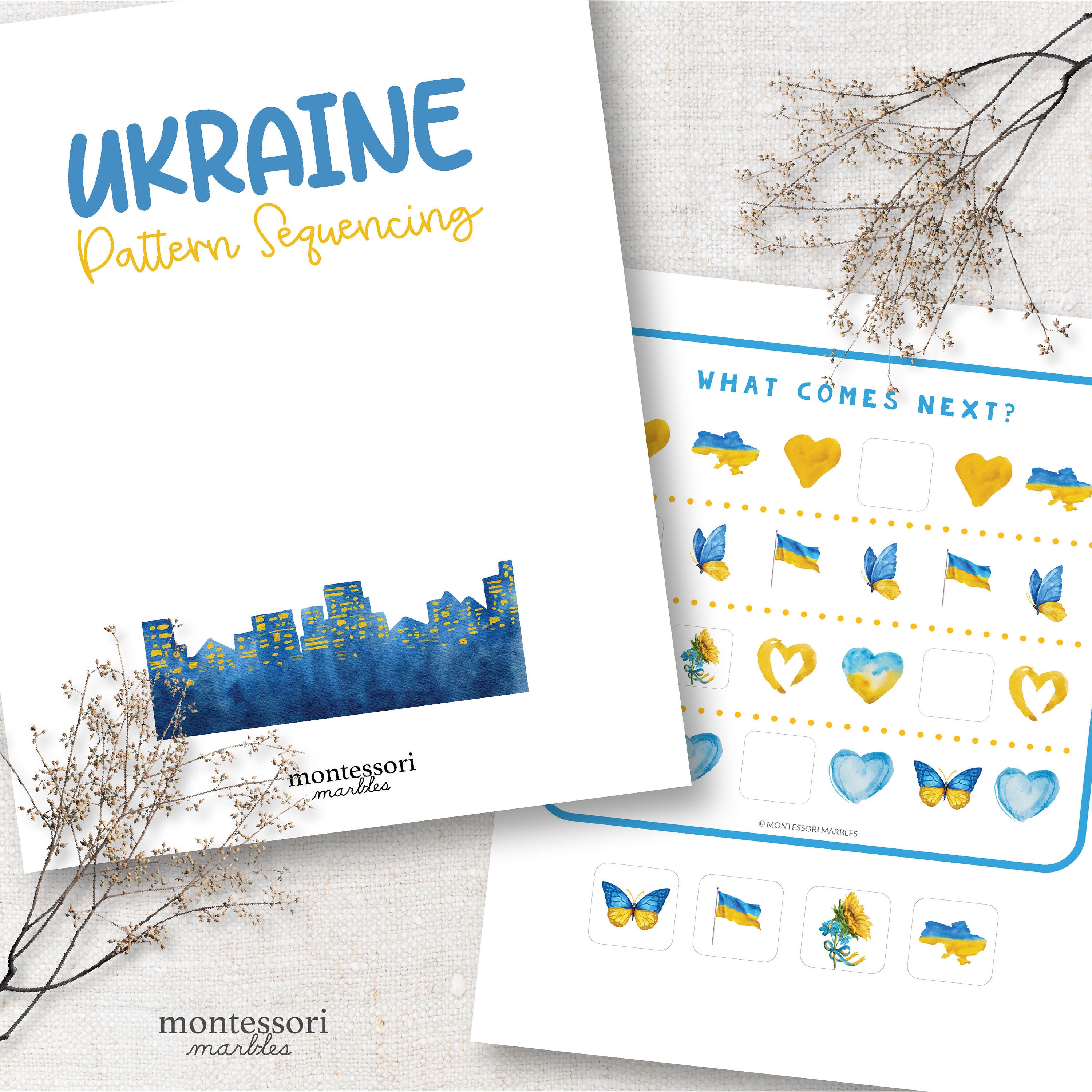 UKRAINE THEME Complete the Patterns, Pattern Sequencing, Montessori ...