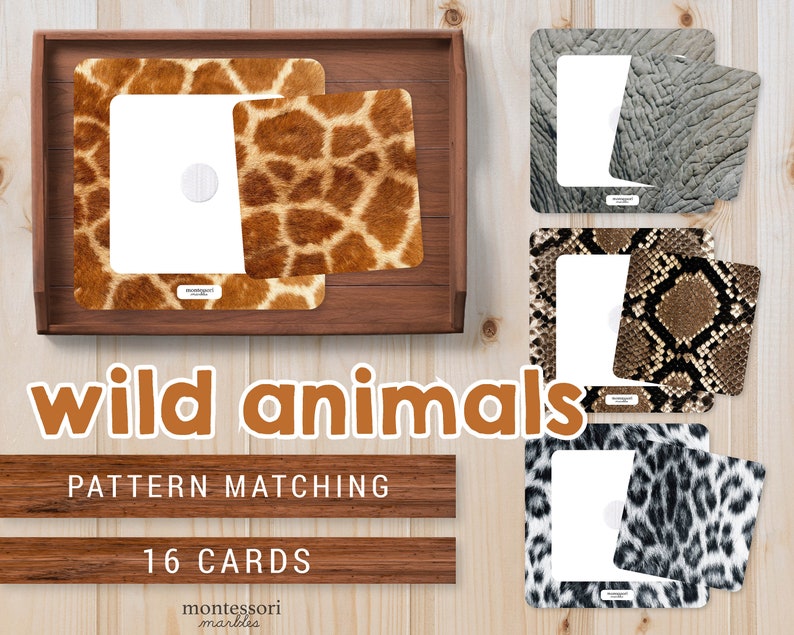 SAFARI & JUNGLE ANIMALS Pattern Matching Puzzle Activity - Etsy