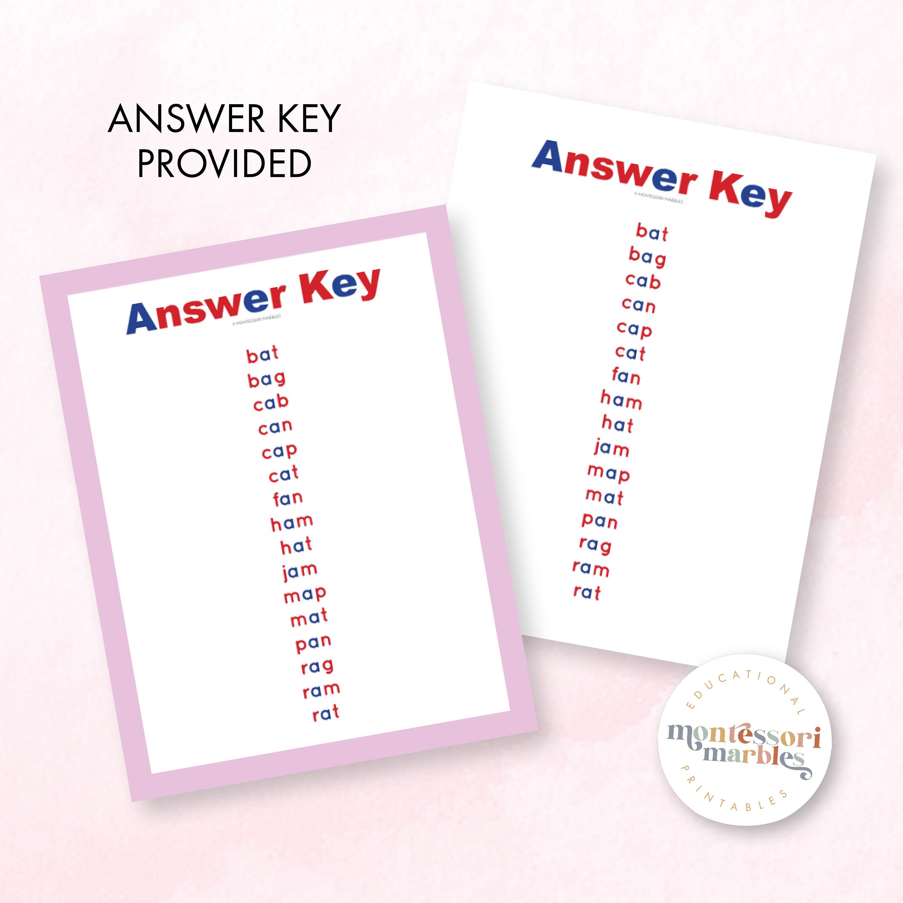 Pink Series Short A Jumbled Word Cards | Montessori Language | CVC ...